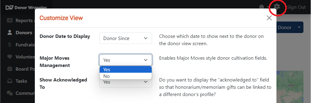 Major Moves Donor Management - Donor Wrangler