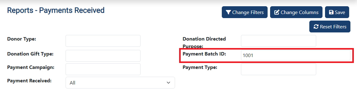 Bulk Editing Payment Batch ID Number - Donor Wrangler